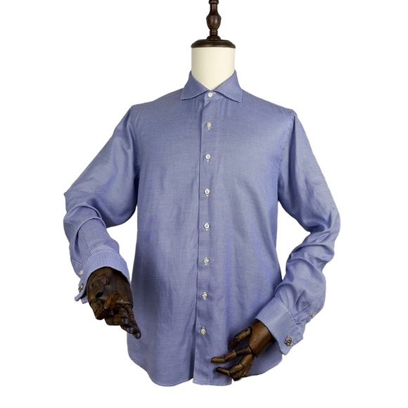 Hickey Freeman | Shirts | Hickey Freeman Blue White Mini Houndstooth ...